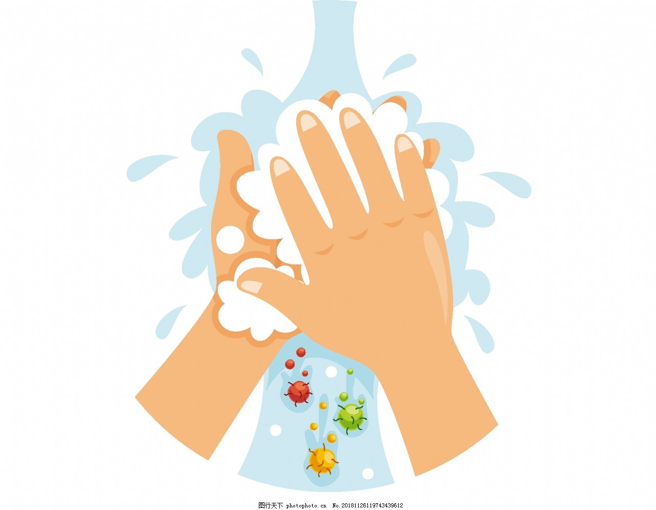 卡通洗手泡泡元素图片_装饰图案_设计元素-图行天下素材网