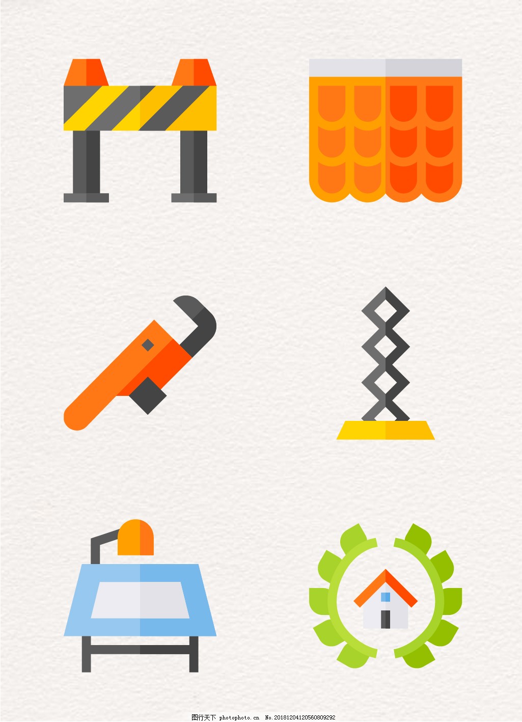 扁平化建筑施工元素icon设计图片_图标元素_设计元素-图行天下素材网